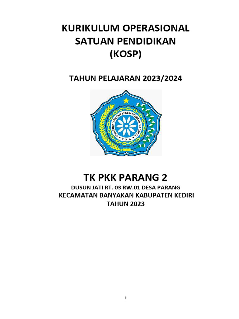 Contoh KOSP TK/Paud | PDF