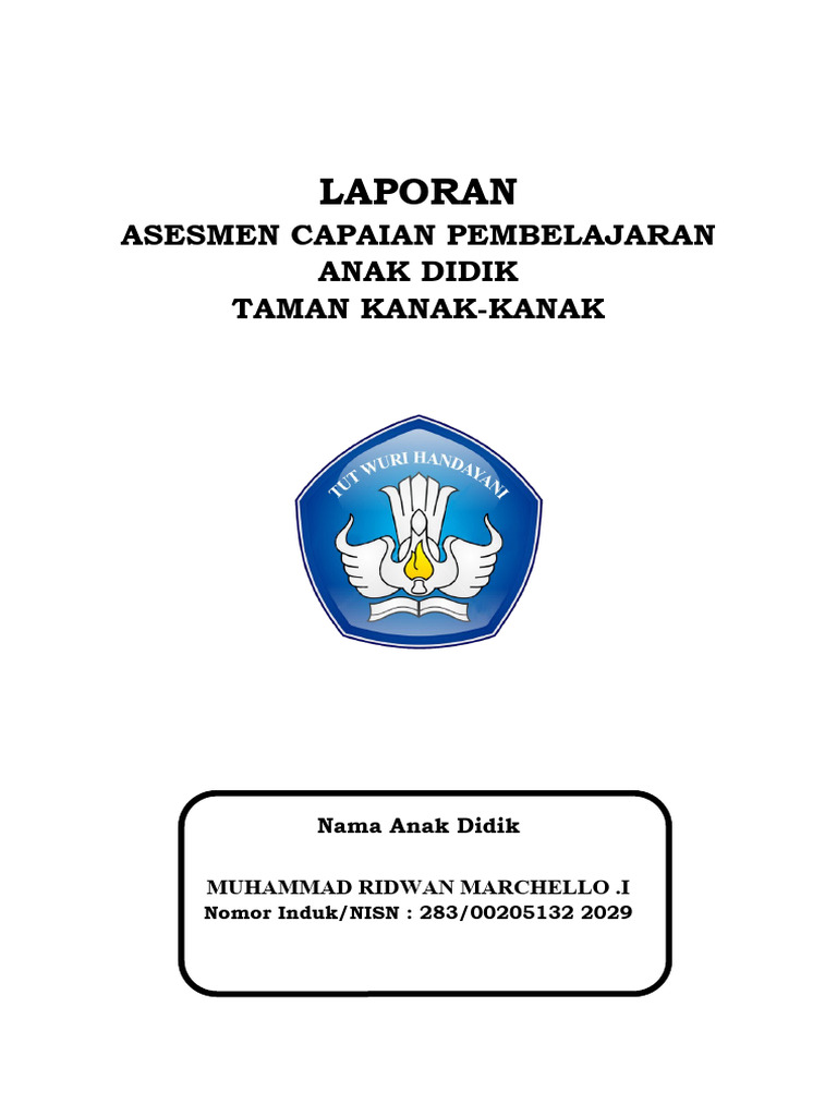 Contoh Raport PAUD Kurikulum Merdeka | PDF | Pengembangan Diri ...