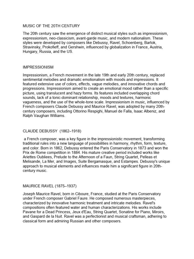 Music of The 20th Century | PDF