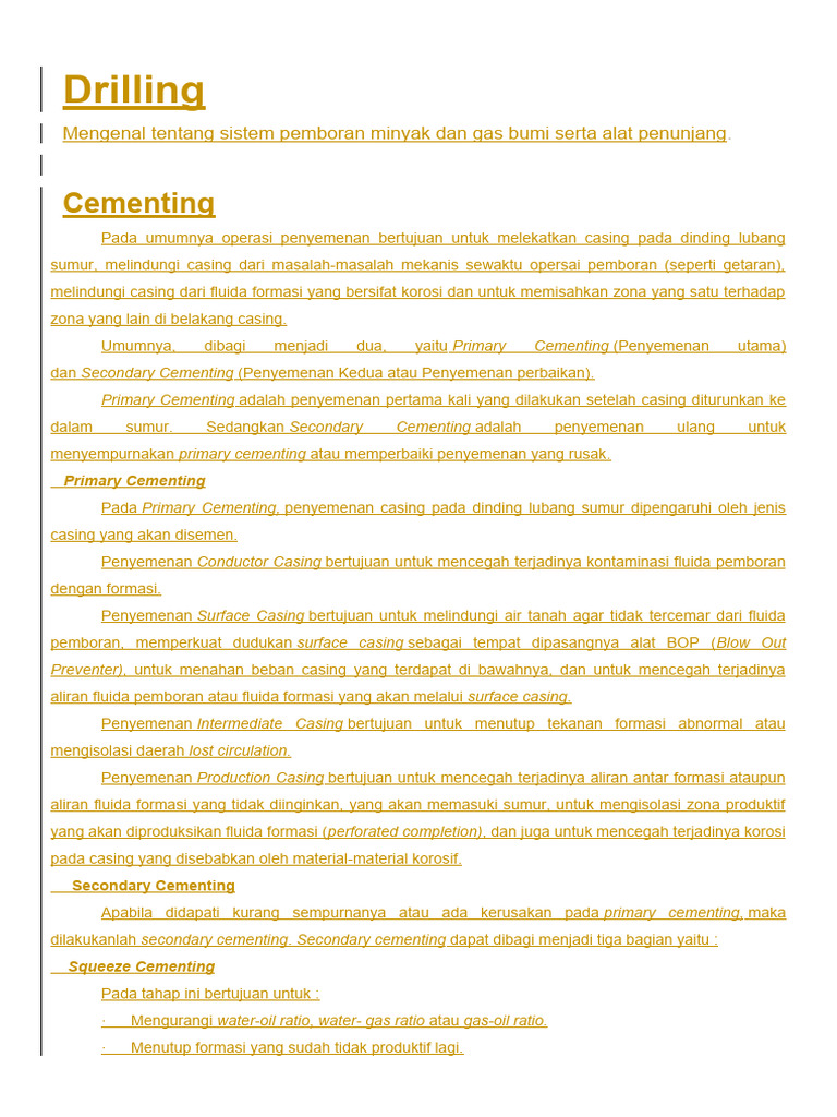 Drilling Cementing | PDF