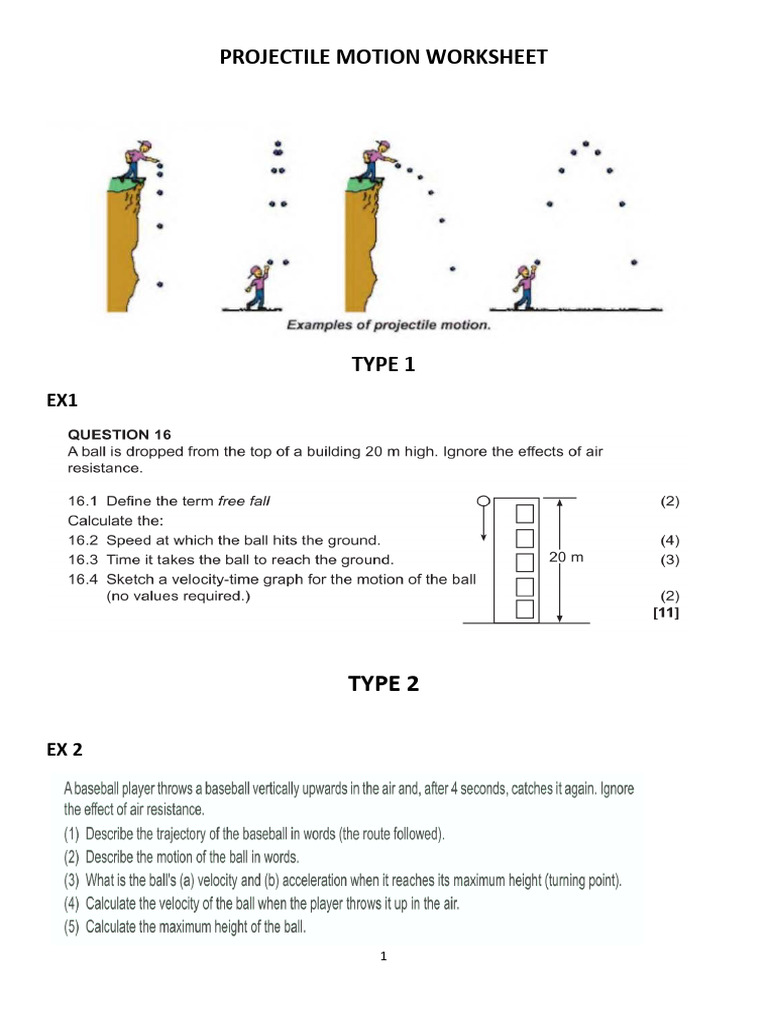 Projectile Motion Worksheet 2022 | PDF
