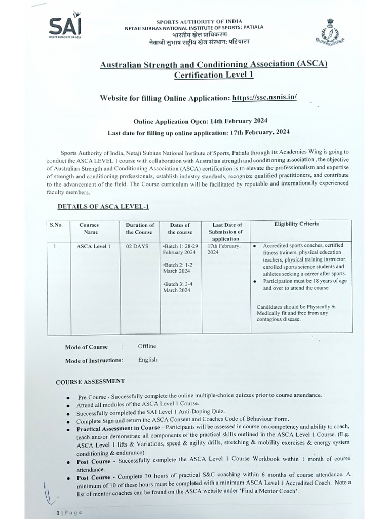 ASCA Level 1 Circular | PDF
