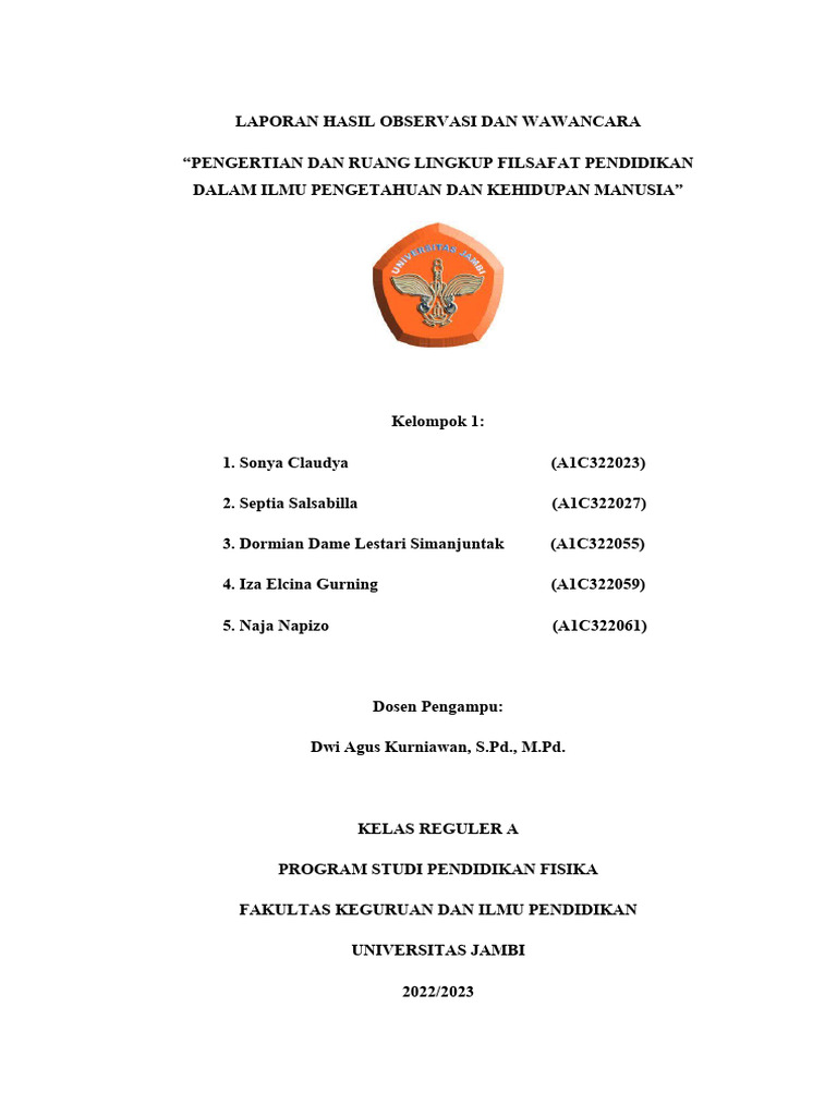Laporan Hasil Observasi Dan Wawancara 2022 | PDF Laporan Hasil Observasi Dan Wawancara 2022 | PDF