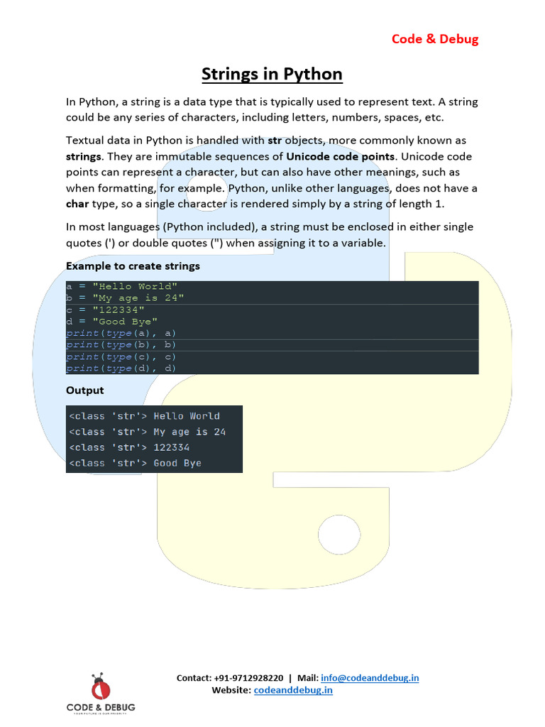 Strings in Python | PDF