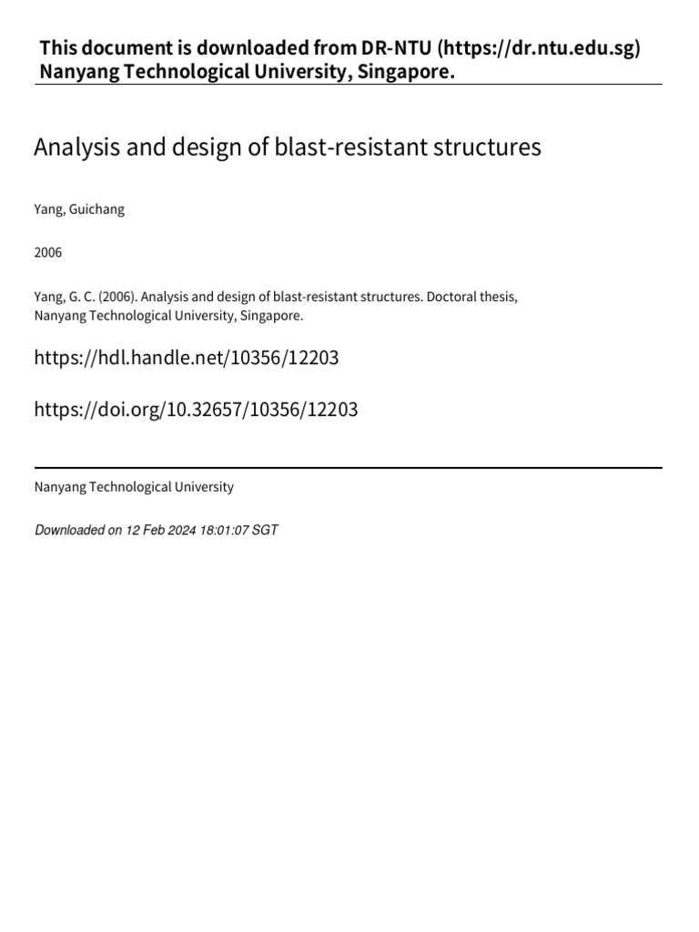 Analysis and Design of Blast Resistance Structure | PDF | Beam ...