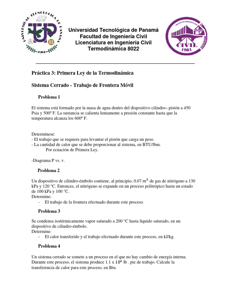 Práctica 3 - Primera Ley de Termodinámica | PDF | Calor | Turbina