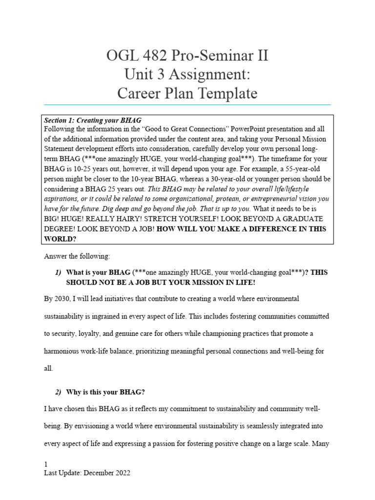 Module Career Plan - Cassidy White Ogl 482 | PDF