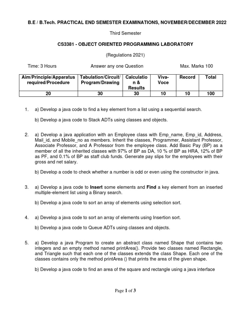 CS3381 Set1 | PDF | Class (Computer Programming) | Java (Programming Language)