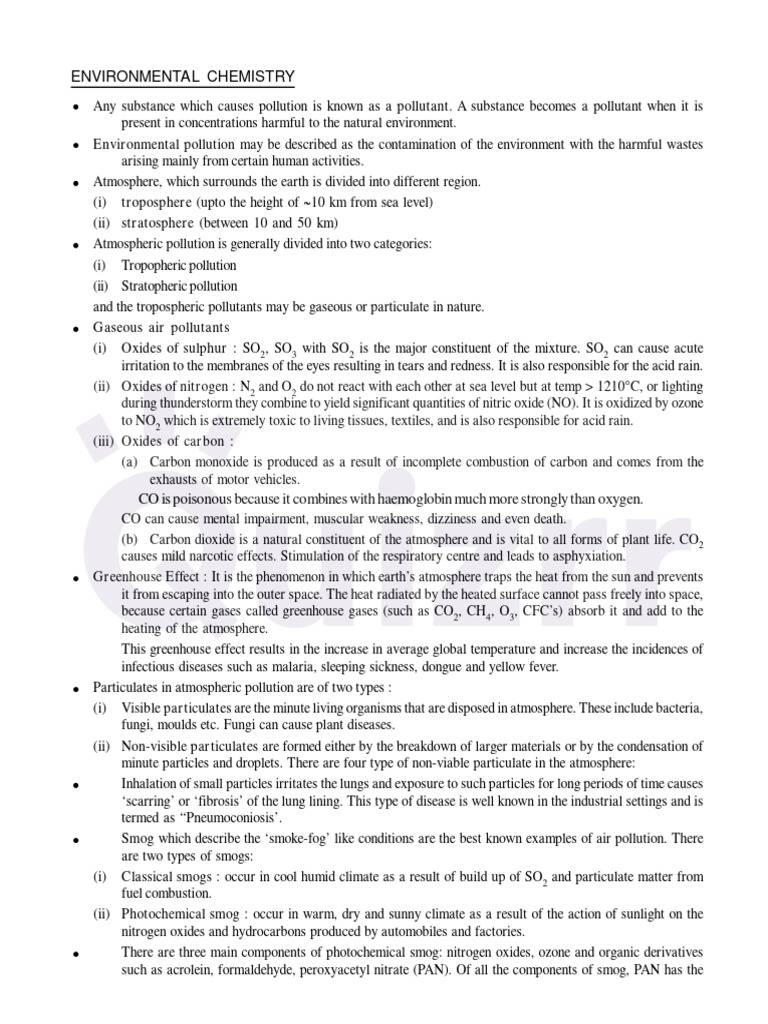 17 Environmental Chemistry Formula Sheets Quizrr | Download Free PDF ...