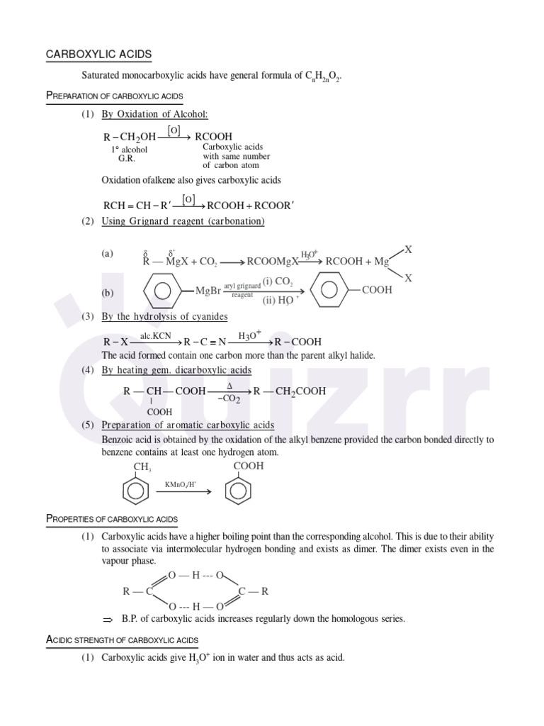 29 Carboxylic Acids Formula Sheets Quizrr | Download Free PDF ...