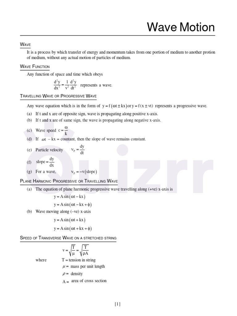14 Waves and Sound Formula Sheets Quizrr | PDF | Waves | Sound