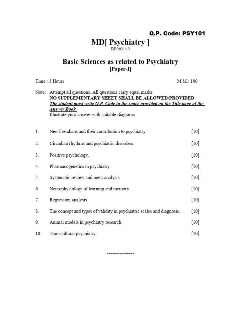 Psychiatry | PDF | Psychiatry | Mental Disorder