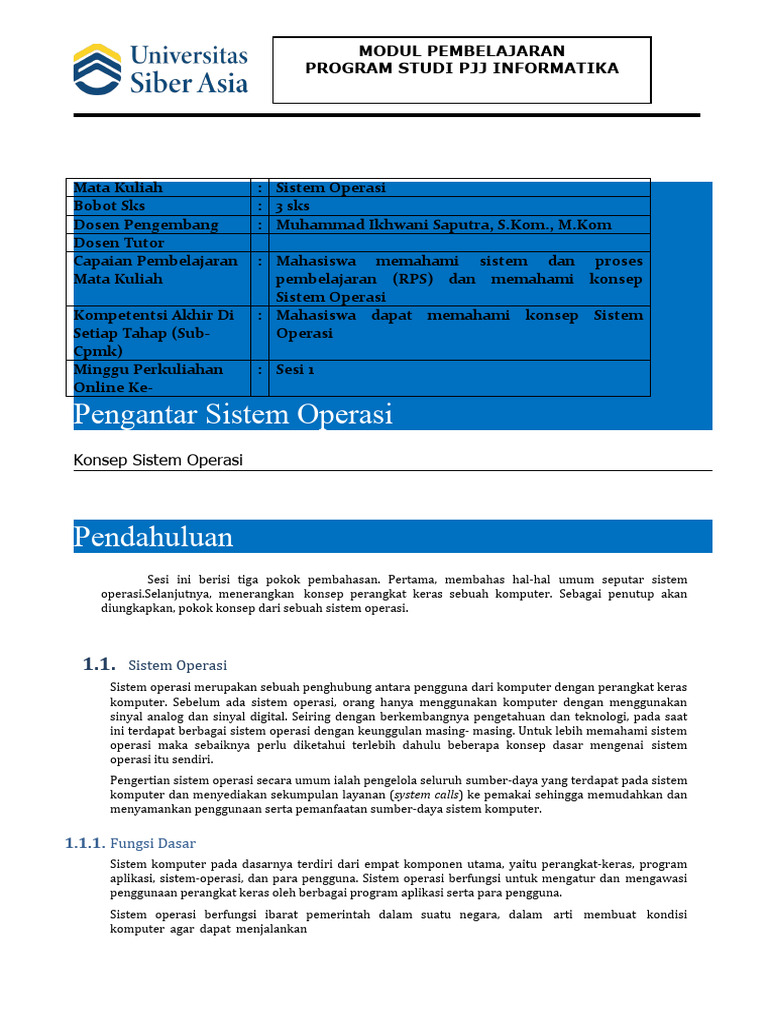 Modul Sistem Operasi | PDF | Komputer