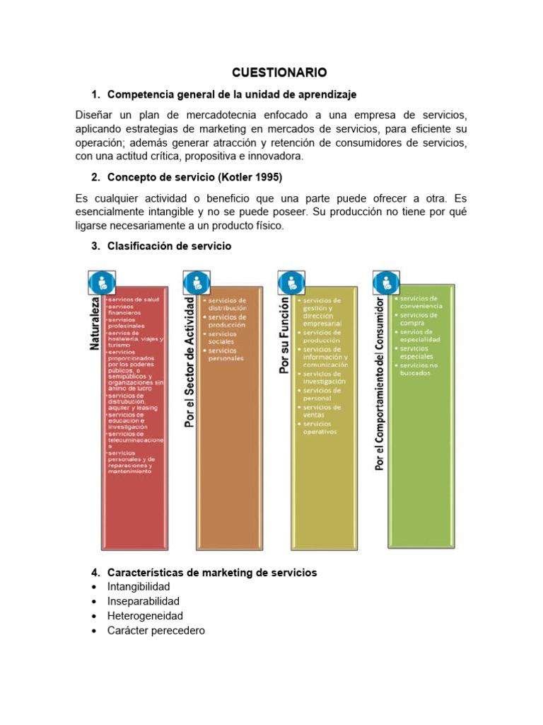 CUESTIONARIO | PDF | Marketing | Calidad (comercial)