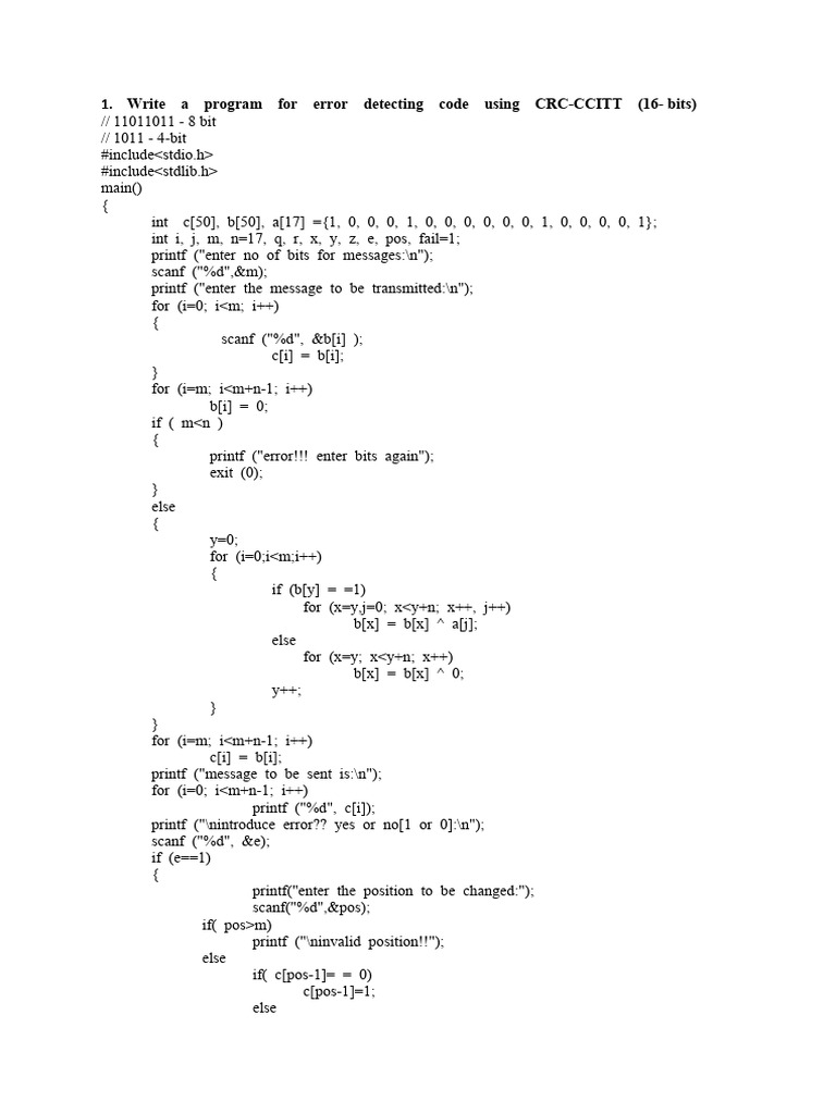 Crc16 Error Detecting Code | PDF | Data Transmission | Computer Architecture