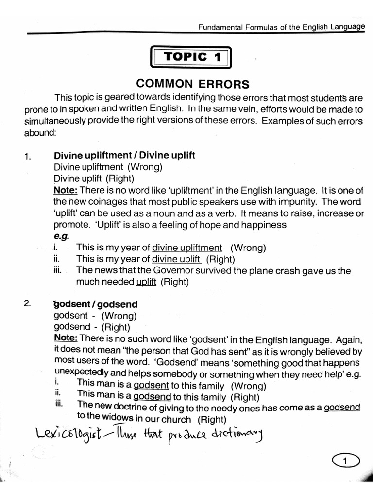 Common Errors | PDF