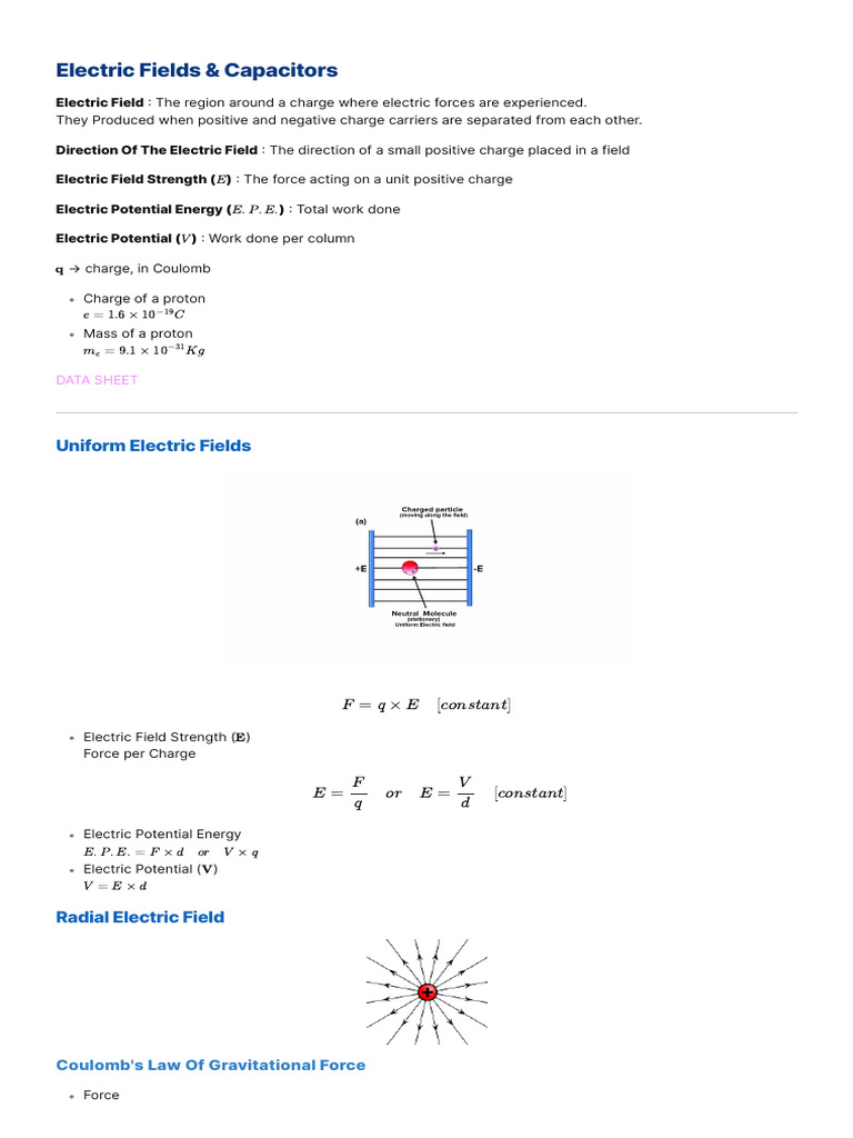 Electric Fields & Capacitors | PDF
