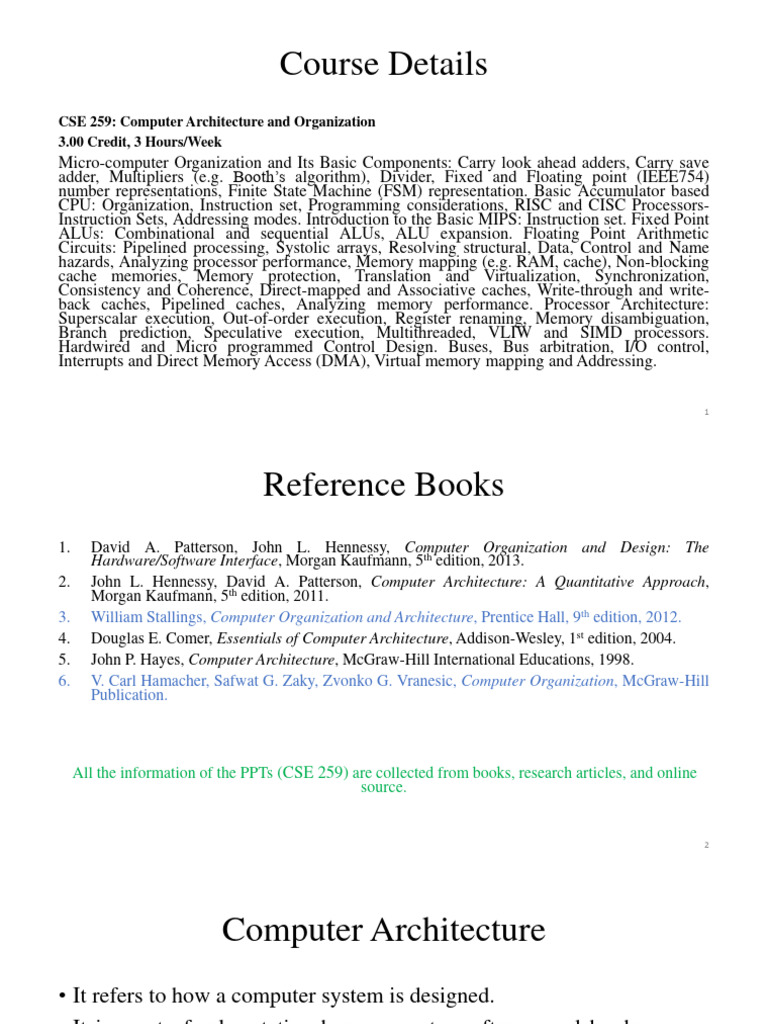 CSE 259 Lecture1 2 | PDF | Central Processing Unit | Computer Data Storage