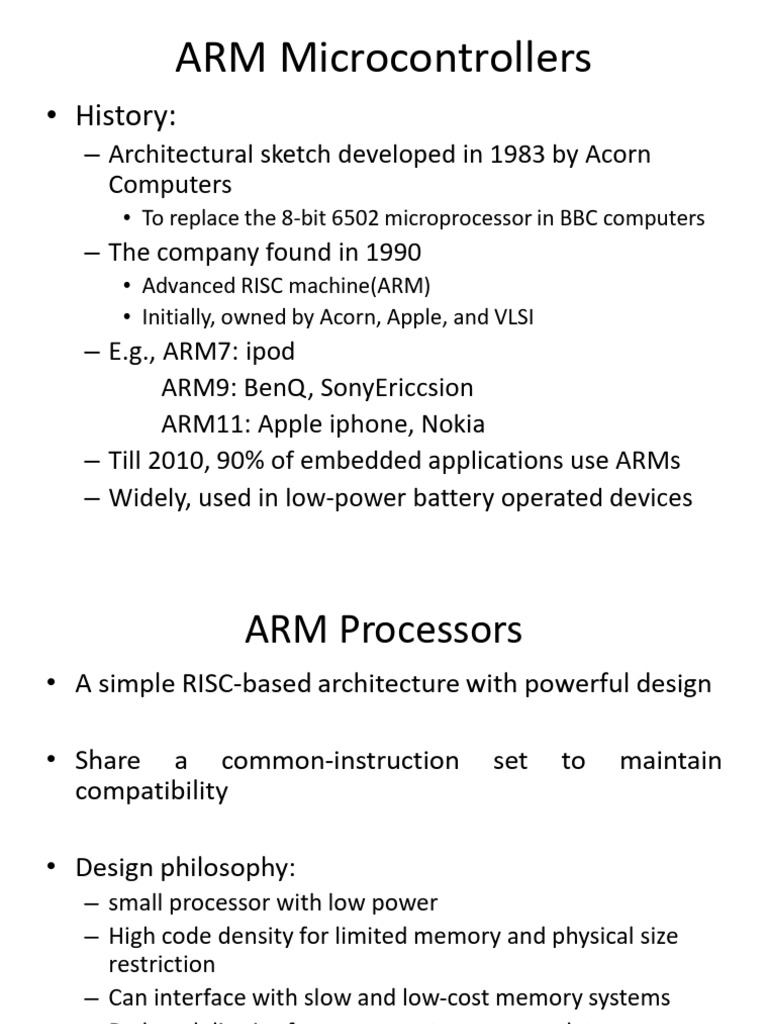 Overview of ARM Microcontrollers and Architecture | PDF