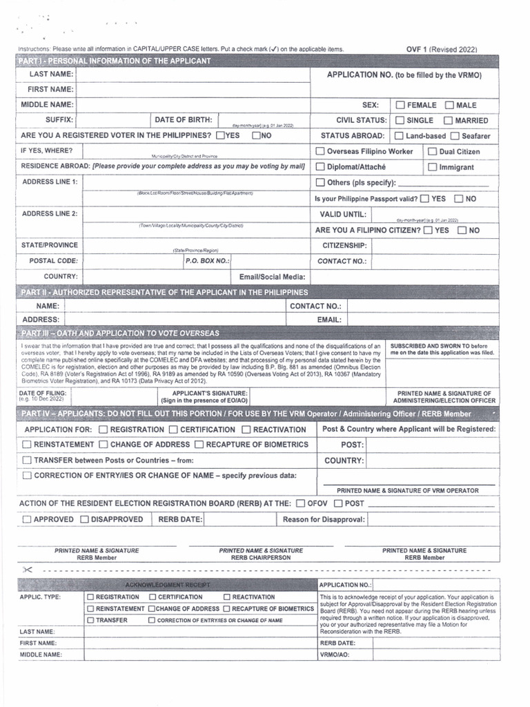 OVERSEAS VOTER APPLICATION FORM | PDF