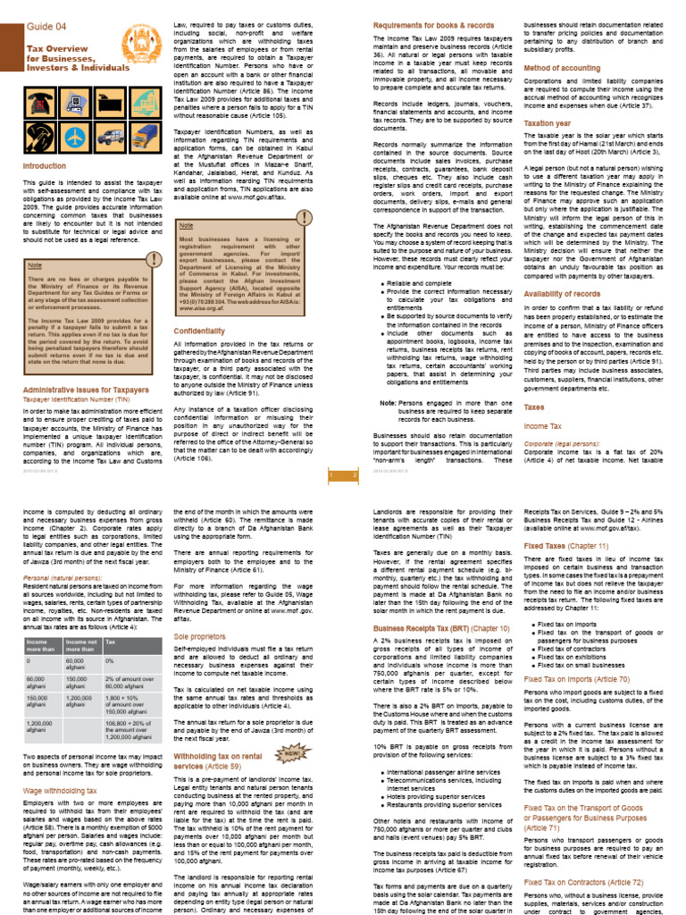 Guide 04 Tax Overview For Businesses | PDF | Finance & Money Management