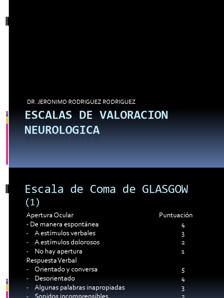 Escalas de Valoracion Neurologica | PDF | Afasia | Trastorno depresivo mayor