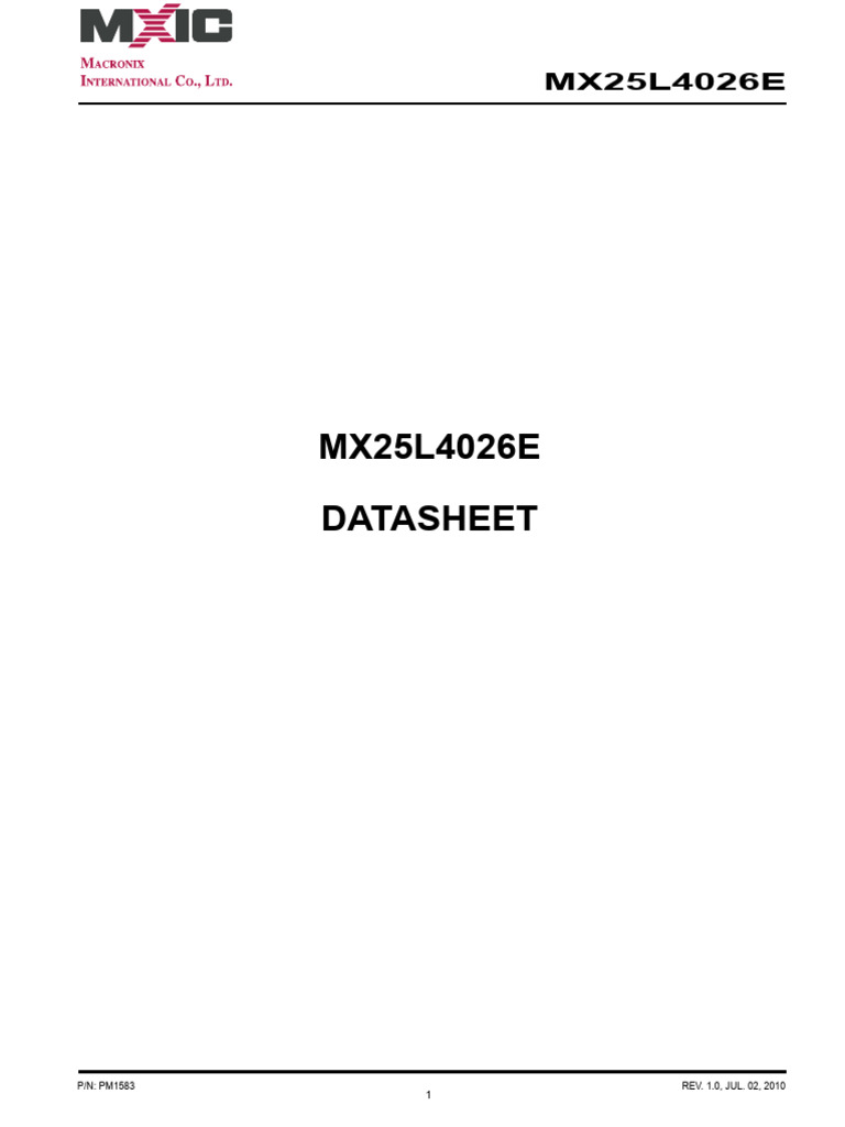 MX25L4026E MacronixInternational | PDF | Input/Output | Flash Memory