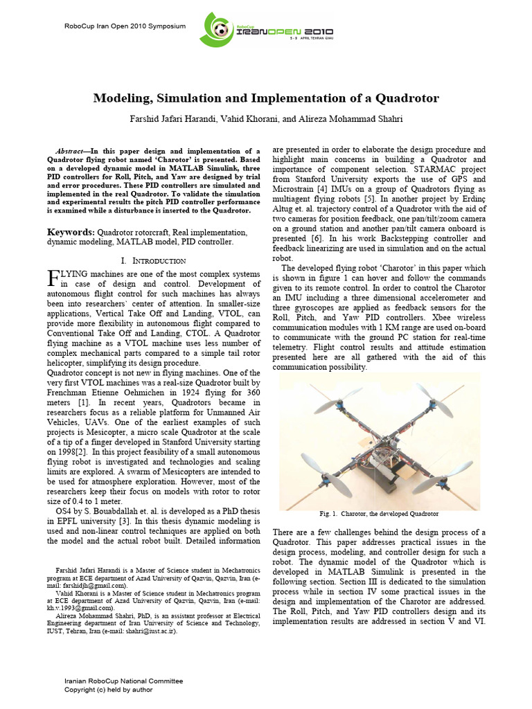 Modeling Simulation and Implementation o | PDF | Quadcopter | Unmanned Aerial Vehicle