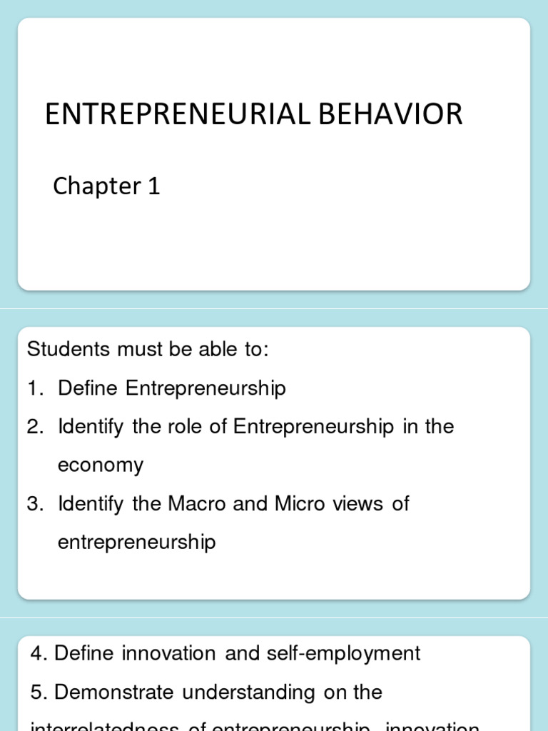 Chpter 1 Entrepreneurship | PDF | Entrepreneurship | Innovation