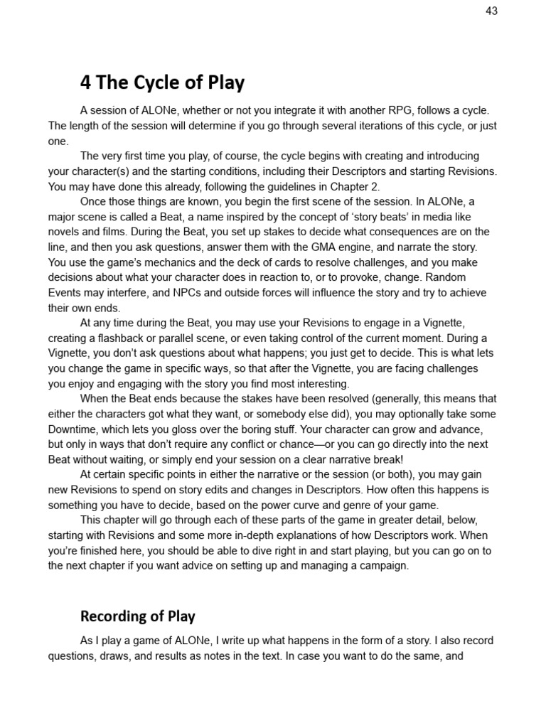 ALONe Game Session Cycle Explained | PDF | Games & Activities