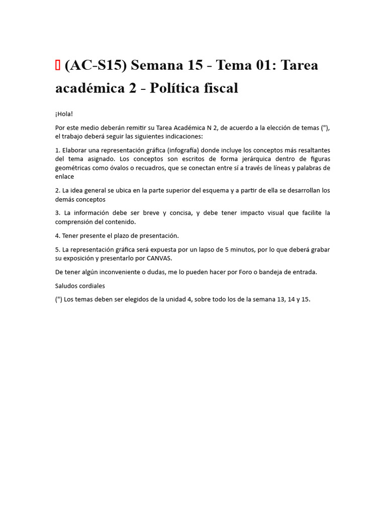 ? (AC-S15) Semana 15 - Tema 01 Tarea Académica 2 - Política Fiscal | PDF | Informática