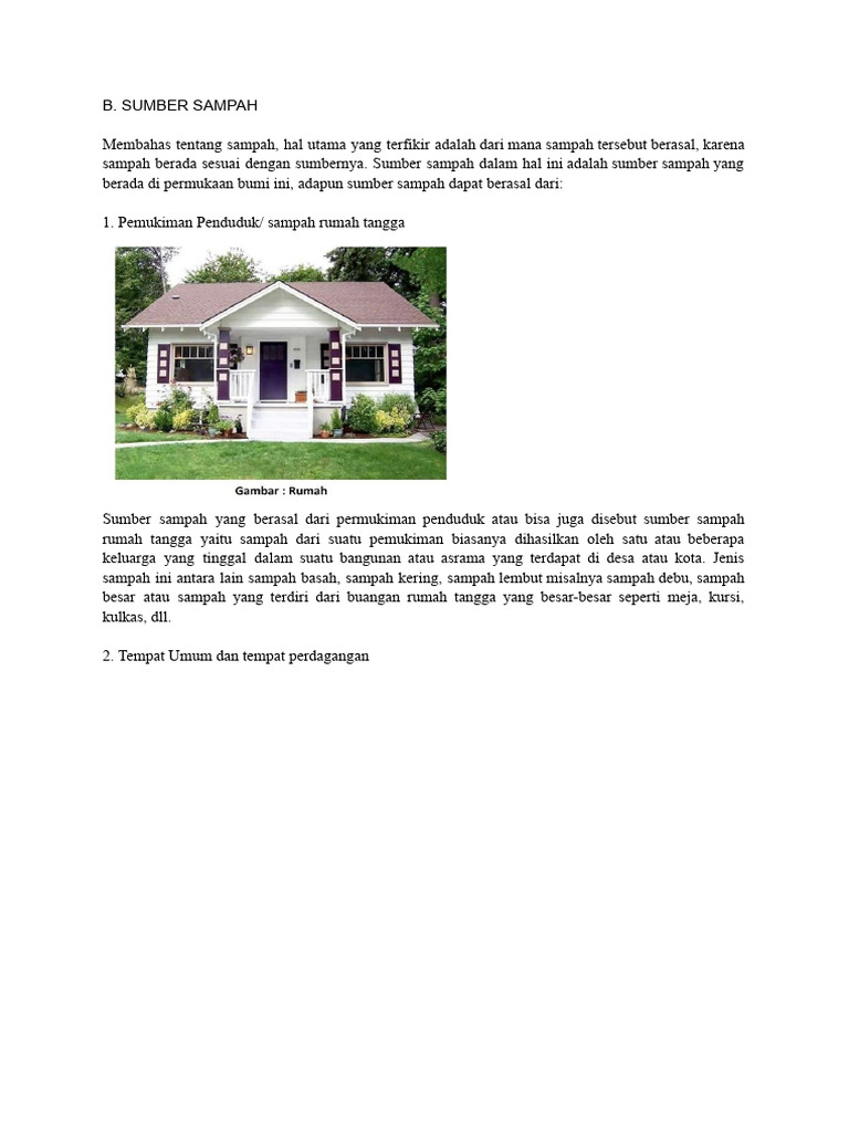 Sumber Dan Jenis Sampah | PDF