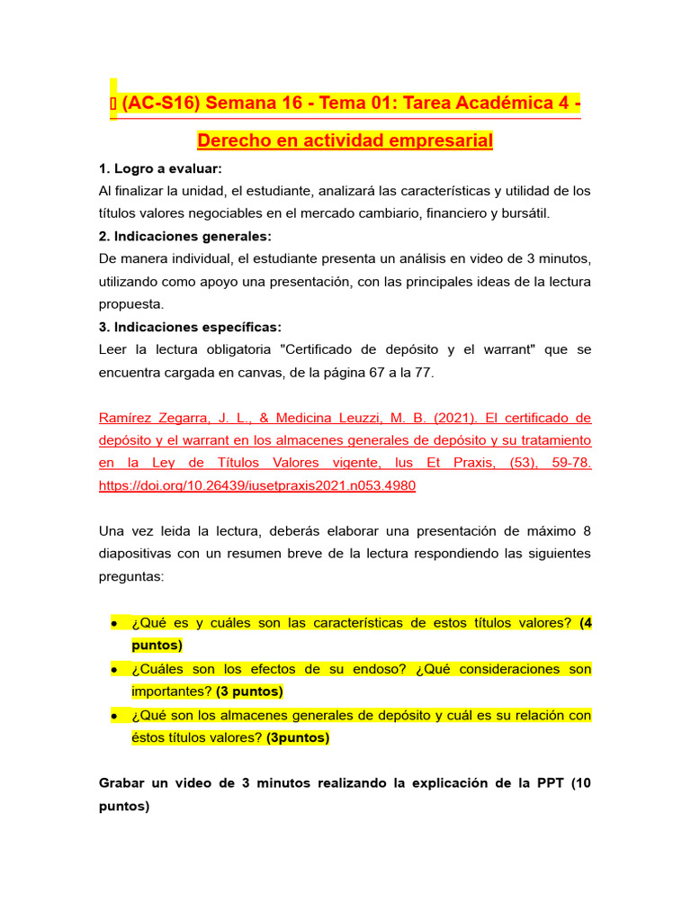 ? (AC-S16) Semana 16 - Tema 01 Tarea Académica 4 - Derecho en Actividad Empresarial (CULMINADO ...