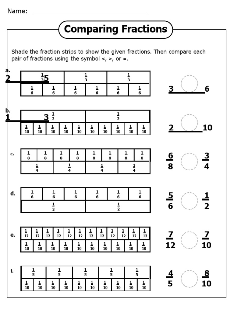 Similar and Dissimilar Fraction Worksheet 5 | PDF