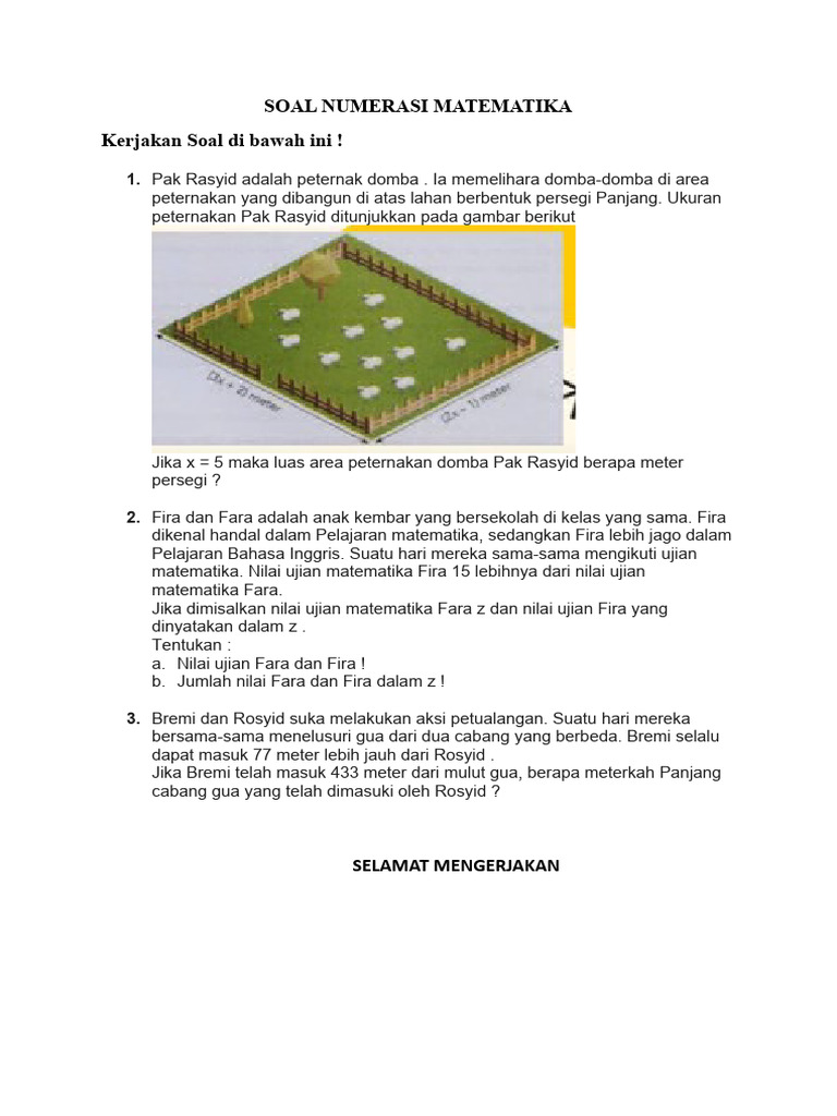 Soal Numerasi Matematika | PDF