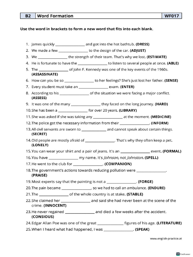 Word Formation Exercises | PDF