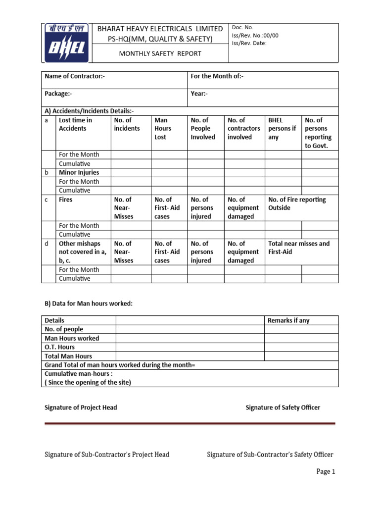 Safety Monthly Report | Download Free PDF | Electrician | Equipment
