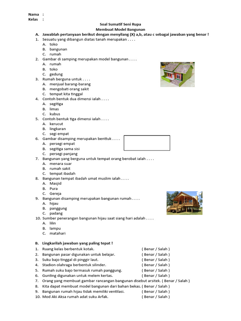Soal Sumatif Seni Rupa Kelas 1 | PDF