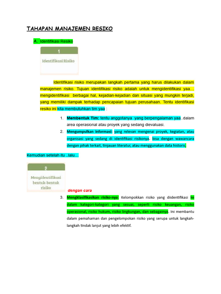 Tahapan Manajemen Resiko | PDF