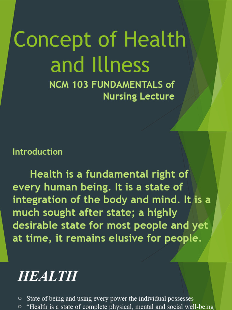 NCM 103 FUNDA LEC Concept of Health and Illness | PDF