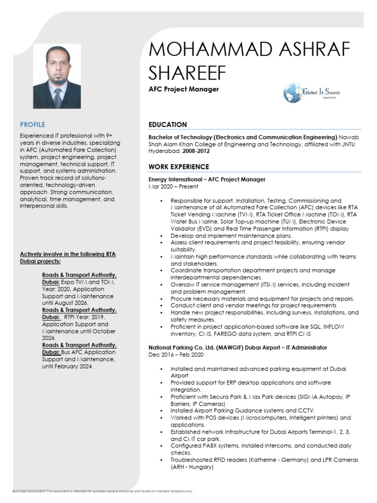 Mohammad Ashraf Shareef - Project Manager | PDF | Cisco Certifications ...