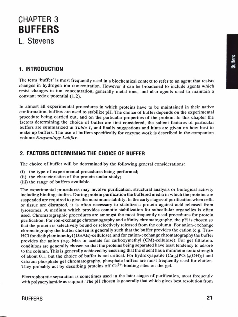 Choosing and Preparing Biochemical Buffers | PDF | Ph | Buffer Solution