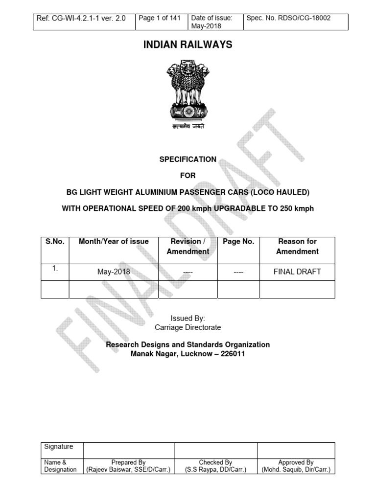Draft Spec CG-18002 Uploaded 15 Days 1 June 18 | PDF | Alternating ...