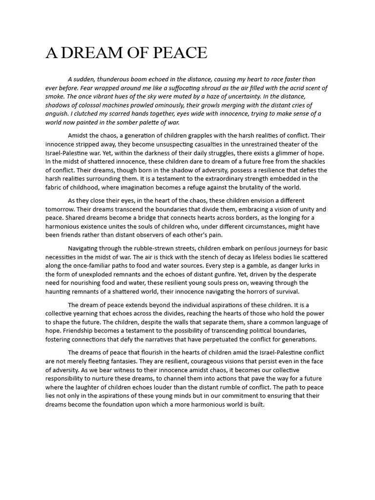 A DREAM OF PEACE - English Essay | PDF