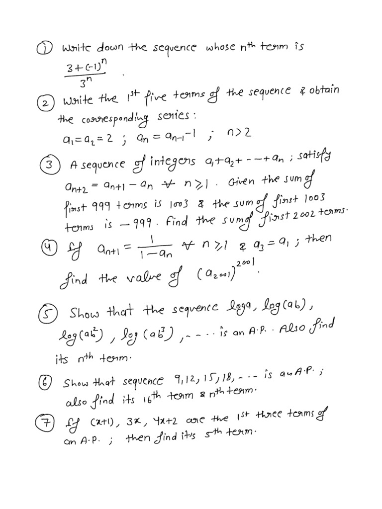 Sequence & Series Assignment | PDF | Arithmetic | Numbers Sequence & Series Assignment | PDF | Arithmetic | Numbers