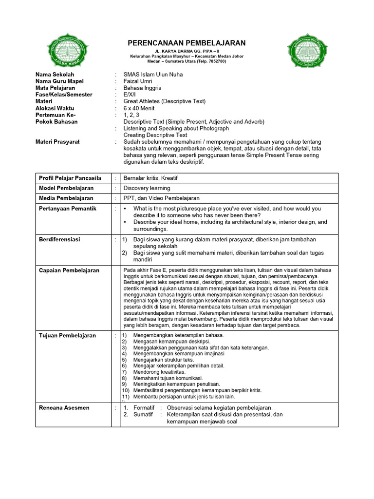 Modul Ajar B. Ing Kelas 10 | PDF | Karier & Perkembangan
