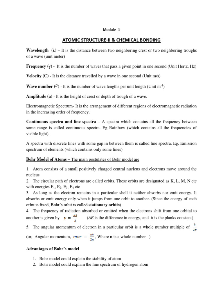 Module 1 at Structure and Chem Bonding | PDF | Atomic Orbital ...