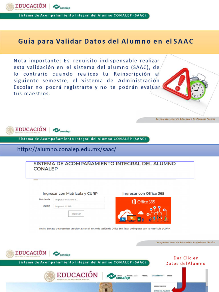 Guía Validar Datos Alumno SAAC 2023 | PDF