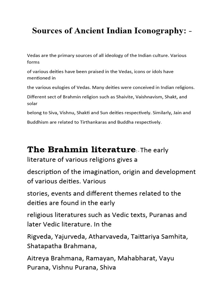 Sources of Ancient Indian Iconography | PDF | Puranas | Indian ...