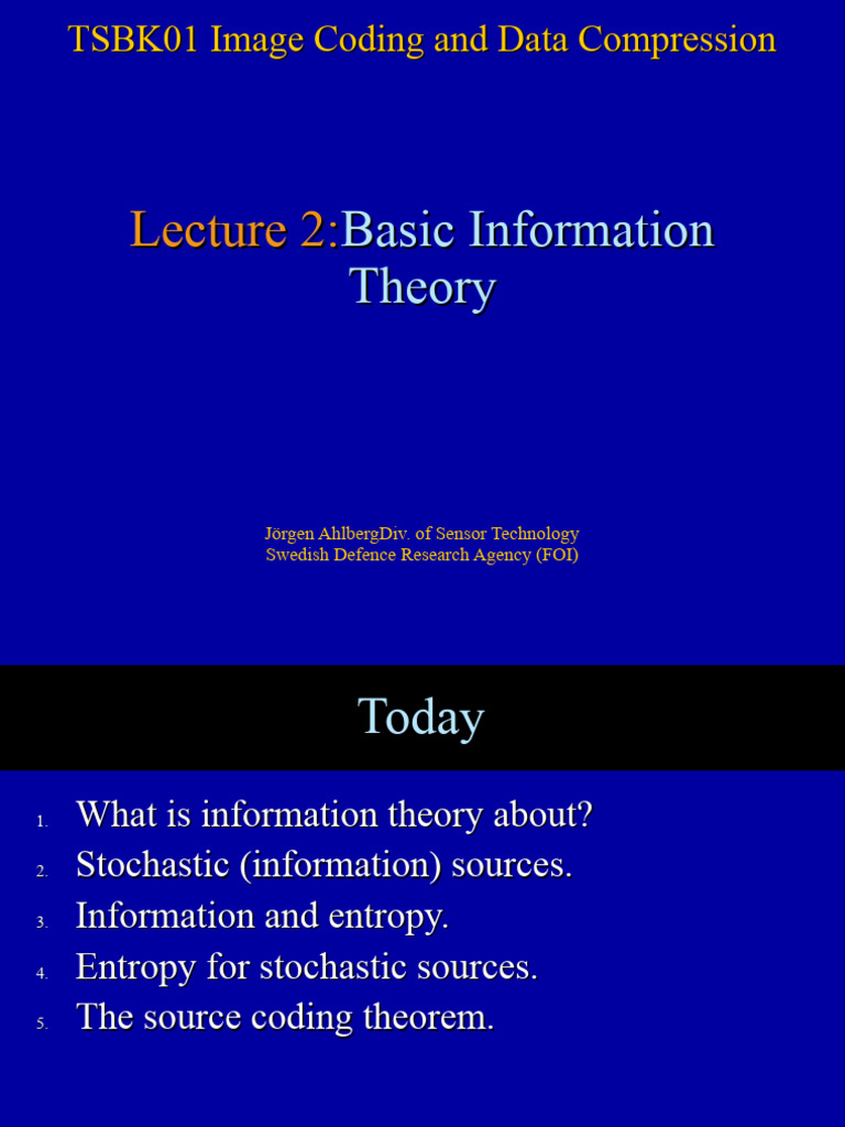 Information Theory 1 | PDF | Information | Data Compression